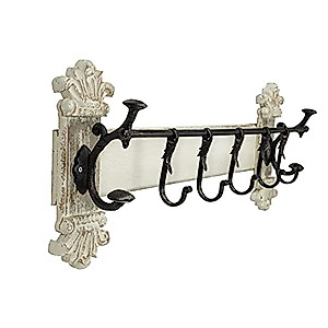 Deco 79 Metal 7 Hangers Wall Hook, 33" x 6" x 13", White