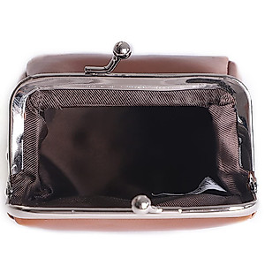 Yohora Women’s Genuine Leather Shoulder Bag Kiss Lock Crossbady Purse Retro Satchel Wallet Waterproof Coin Commuter Pouch