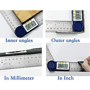 Suncala Digital Angle Finder Protractor with Zeroing and Locking Function, 7-Inch Stainless Steel Angle Finder Ruler