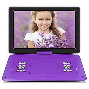 𝗝𝗘𝗞𝗘𝗥𝗢 17.9" Portable DVD Player with 15.6" Large Screen, 6 Hours 5000mAh Rechargeable Battery, Region Free, DVD Player Portable for Kids, Sync TV and Support CD/DVD/SD Card/USB, Car Charger
