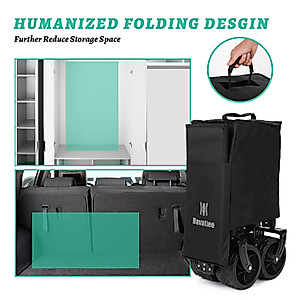 Navatiee Collapsible Folding Wagon with Big Wheels, All Terrain Beach Wagon Cart Heavy Duty Foldable for Sand, Utility Grocery Wagon for Camping Outdoor Sports, T1