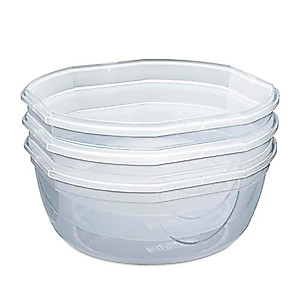Sterilite Ultra-Seal 8.1 Qt Bowl, Large Airtight Food Storage Container, Latching Lid, Microwave and Dishwasher Safe, Clear With Red Gasket, 4-Pack
