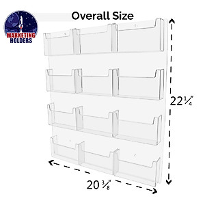 2 Pack Post Card Holder Acrylic 12 Pocket Holds 6" Printed Media Hanging Hardware Included Use at Shops Motels Airports and Transportation Centers Historical Sites Stores Clear by Marketing Holders