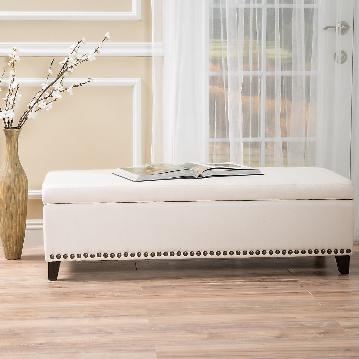 Christopher Knight Home Isra Fabric Ottoman, Beige