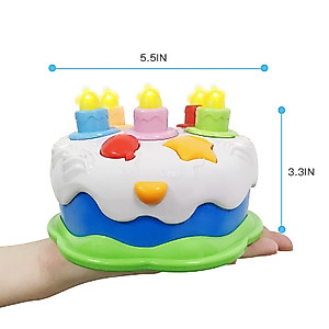 OKREVIEW First Birthday Cake Toy - Music Cake Toys with Counting and Blow Candles Singing Toys for 1 2 3 4 Years Old Boys Girls Birthday and Xmas Gift
