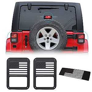 RT-TCZ Tail Light Guards Covers Brake Light Cover For Rear Taillights 2007-2017 Jeep Wrangler JK Unlimited Accessories (US Flag-1)