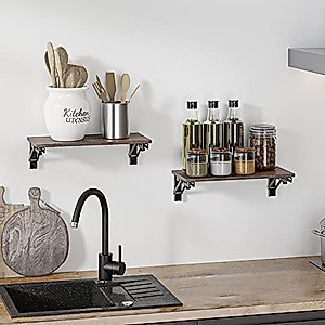 SANRETAHO Floating Shelves for Wall Decor, Set of 2, Wood Wall Mounted Storage Shelves, Farmhouse Floating Shelf for Bathroom Decor, Bedroom, Living Room, Kitchen, Rustic Brown