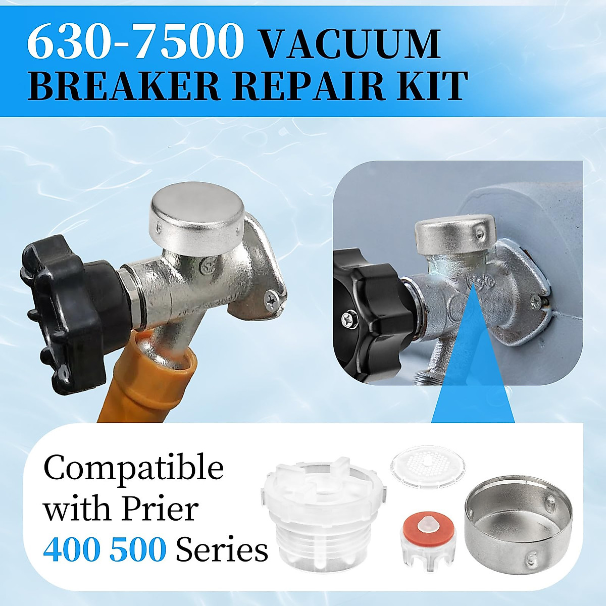 630-7500 Vacuum Breaker Repair Kit Compatible with Prier 400 500 Series, Outdoor Faucet Wall Hydrant Repair Accessories, Pressure Vacuum Breaker Replacement Plunger Assembly
