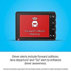 Garmin Dash Cam 56, Wide 140-Degree Field of View In 1440P HD, 2" LCD Screen and Voice Control, Very Compact with Automatic Incident Detection and Recording