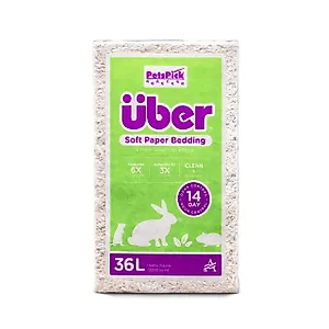 PETSPICK Uber Soft Paper Pet Bedding for Small Animals, White, 36L