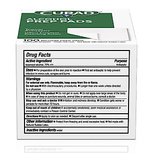 CURAD Alcohol Prep Pads (Pack of 4 Boxes) | 400 Pieces of Medium Isopropyl Alcohol Wipes Individually Wrapped | First Aid Alcohol Swabs for Cuts & Scrapes | Medical Alcohol Pads for General Cleansing