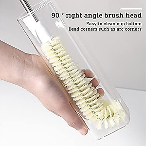 DEFUTAY Grout Brush Cleaning Tool,L-Type Water Bottles Cleaning Brushes with Long Handle for Wine Decanter, Sports Bottle, Vase, Glassware(41 cm)
