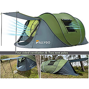 PALLYGO Easy Pop Up Tent 6 Person Tents for Camping Traveling Double Layer Waterproof Instant Family Camping Tents People Man Popup Tent Space for 2/3/4/5/6