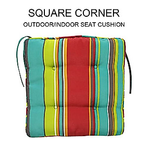 Patio Chair Cushion 4 Piece Outdoor/Indoor Waterproof Square Corner Seat Cushion 15.74X15.74X0.98 Inch, Space Cotton Filled Dining Chair Cushion for Garden Patio Furniture