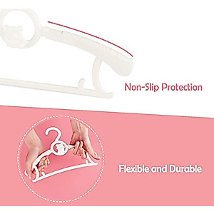 HGYZE Baby Hangers for Closet 20pcs, White Kids Clothes Hanger Plastic, 11-14" Adjustable Bulk Perchas for Newborn, Non-Slip Children Outfit Bear Hanger for Girl Boy Toddler Infant Nursery Clothing