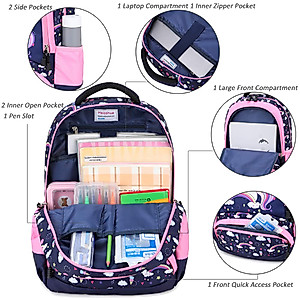 Meisohua Unicorn School Backpack for Girls Cartoon Backpack for Kids School Bag 3pcs Sets with Lunch and Pencil Bag