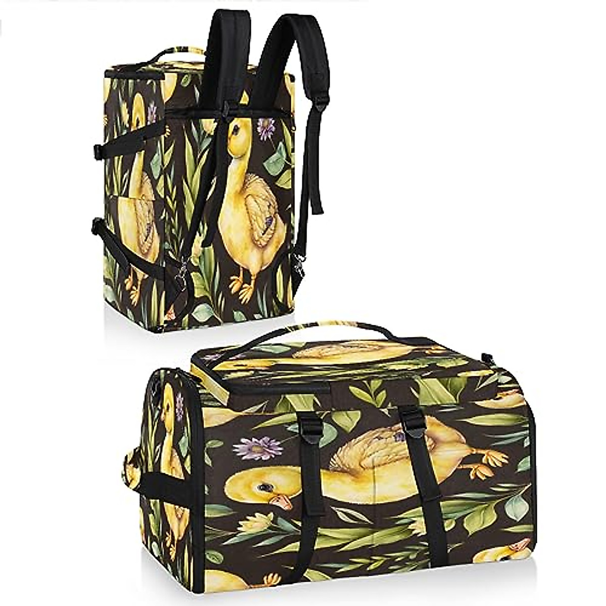 Yellow Duckling Flowers Vintage Style Gym Duffle Bag for Traveling Sports Tote Gym Bag with Shoes Compartment Water-resistant Workout Bag Weekender Bag Backpack for Men Women