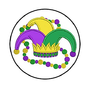 48 pcs Mardi Gras Jester Hat Beads​​​​​ Stickers Envelope Seals Labels Round Tags, Stamps Sticker for Gift Cards, Envelopes, Boxes for Holiday, Birthday, Christmas
