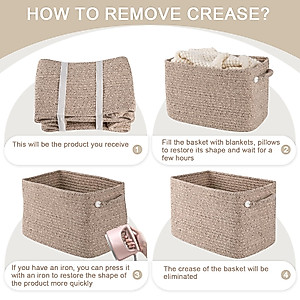 OIAHOMY Decorative Woven Storage Bins and Toy Baskets for Nursery, Living Room, Shelves - Set of 2 Brown Baskets With Handles