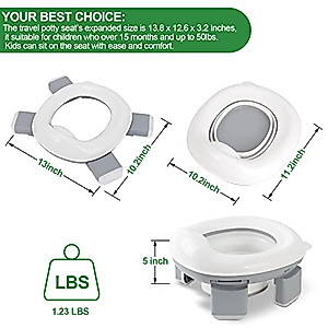 INNOWEST® Travel Potty, Toddler travel potty, Portable toddler potty, travel potties foldable, toddler potty folding toilet, apply to seat emergency toilet for car, outdoor, indoor toilet, Grey