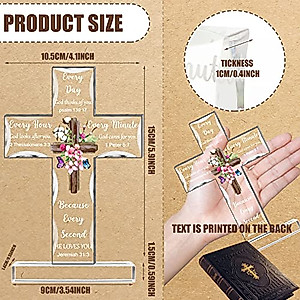 Acrylic Christian Standing Cross Inspirational Gifts with Bible Verse and Prayers Sunflower Religious Scripture Gifts for Women Men Friends Mom Wife Friends Colleague (Fresh Style)