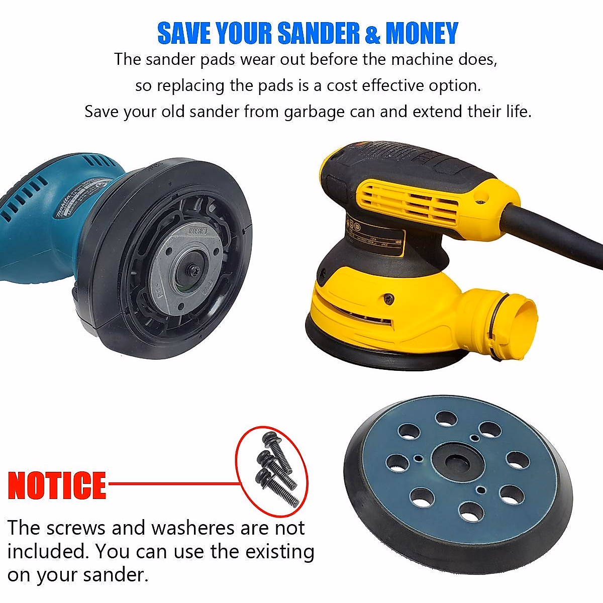 5-Inch Sander Backing Replacement Pad for D26451,D26453,DW421 DW423,Compatible with DeWalt Orbital Palm Sander DW4388