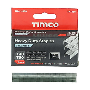 TIMCO 377258 Heavy Duty Chisel Point Galvanised Staples-8mm Staples