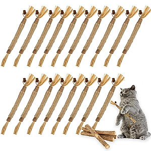 LDXDRU 20Pcs Silvervine Sticks for Cats, Natural Cat Chew Toys, Nylatails Silvervine Dental Stick for Dental Care, Edible Matatabi Cat Chew Sticks for Teeth Cleaning, Kitty Toys for Indoor Cats