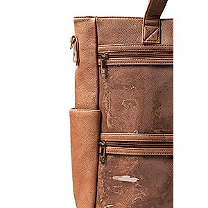 Camel Color Vegan Leather Tote Display Bag for Direct Sales Enamel Pins | Clear Pocket ITA Product Display Marketing Bags | Gift for Color Nail Strips Wow Senegence Essential Oils Bag LipSense