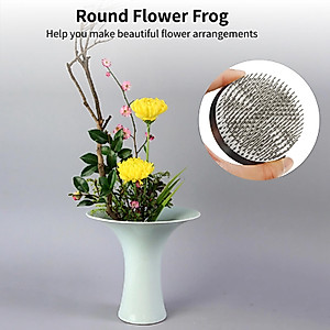 JUSTDOLIFE Flower Frogs Stainless Floral Frogs Kenzan Flower Vase Round Metal Flower Arranger Tool Pin Holder Ikebana Flower Pin Frogs for Vase Flower Arrangements Home DIY Craft