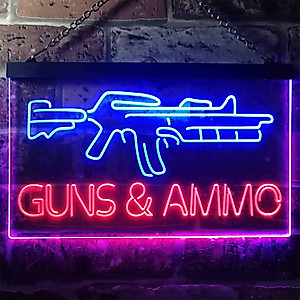 ADVPRO Guns Ammo Shop Dual Color LED Neon Sign Blue & Red 16" x 12" st6s43-i3294-br