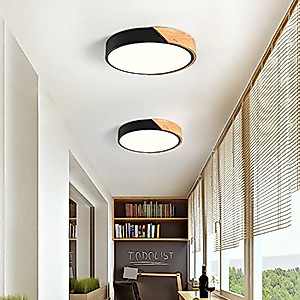 Vikaey Modern 6 Rings LED Ceiling Light & Black Dimmable LED Ceiling Light（11.8"）