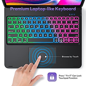 Touchpad Keyboard Case for iPad Pro 12.9 2021 5th Generation/2020 4th-Gen/2018-3rd Gen, iPad Pro 12.9 Case with Touchpad Backlight Function Keyboard (Black)