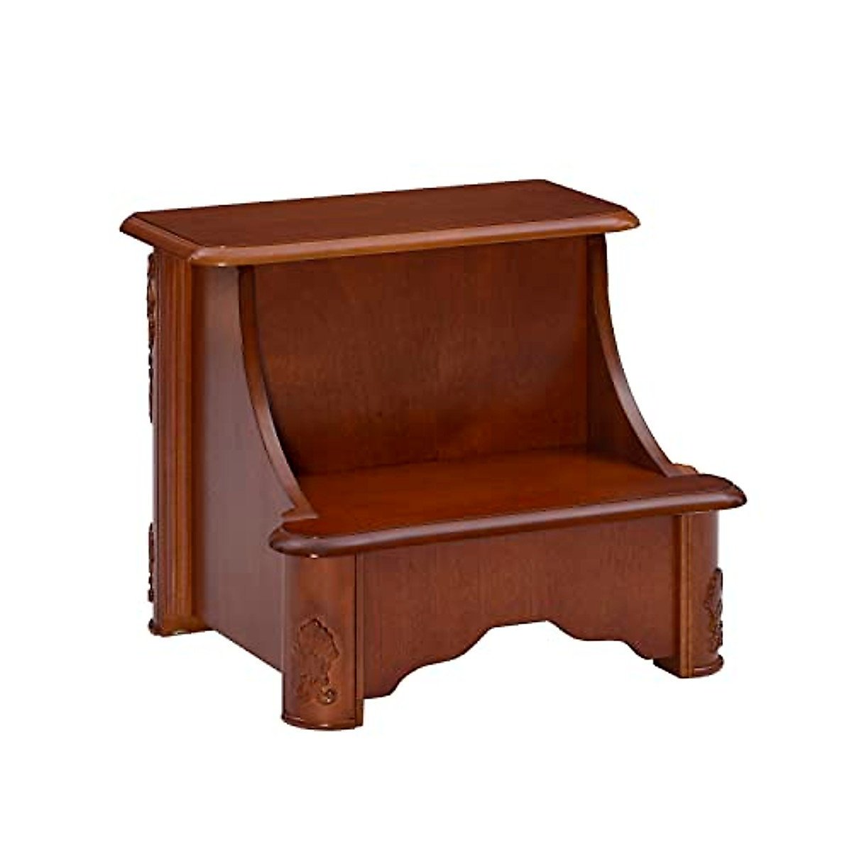 Powell Woodbury Mahogany Bed Step with Storage, Information, Lightly Distressed Woodbury Mahogany, 20 x 17.75 x 17.25