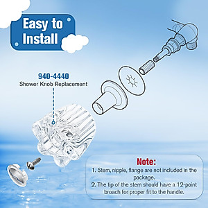 Enhon Shower Knob Replacement, Compatible with Pfister Contessa and Windsor Tub and Shower Faucets, 2 Piece Hot and Cold Faucet Handle Replacement, Newer Style, Clear Acrylic