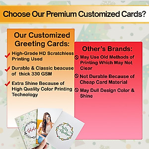 Personalized Greeting Cards with Envelopes - Customized Birthday Cards, Print Photo, Text, Note of Your Choice - Custom Thank You Cards for Christmas, Thanksgiving, or Invitations - USA Made
