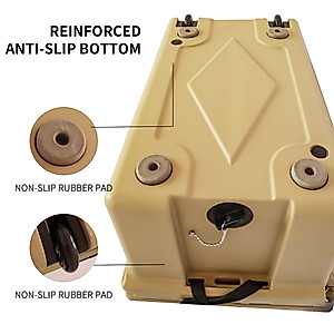 WTRAVEL 65QT Multifunction Outdoor Camping Coolers, Portable Cooler with Wheels and Heavy Duty Handle, Ice Chests and Coolers for Camping, Fishing, Travel, Beach (Khaki)