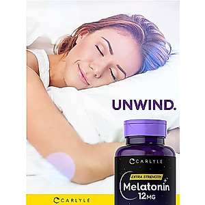 Melatonin 12 mg | 180 Softgel Capsules | Adult Extra Strength Support Supplement | Non-GMO, Gluten Free | by Carlyle