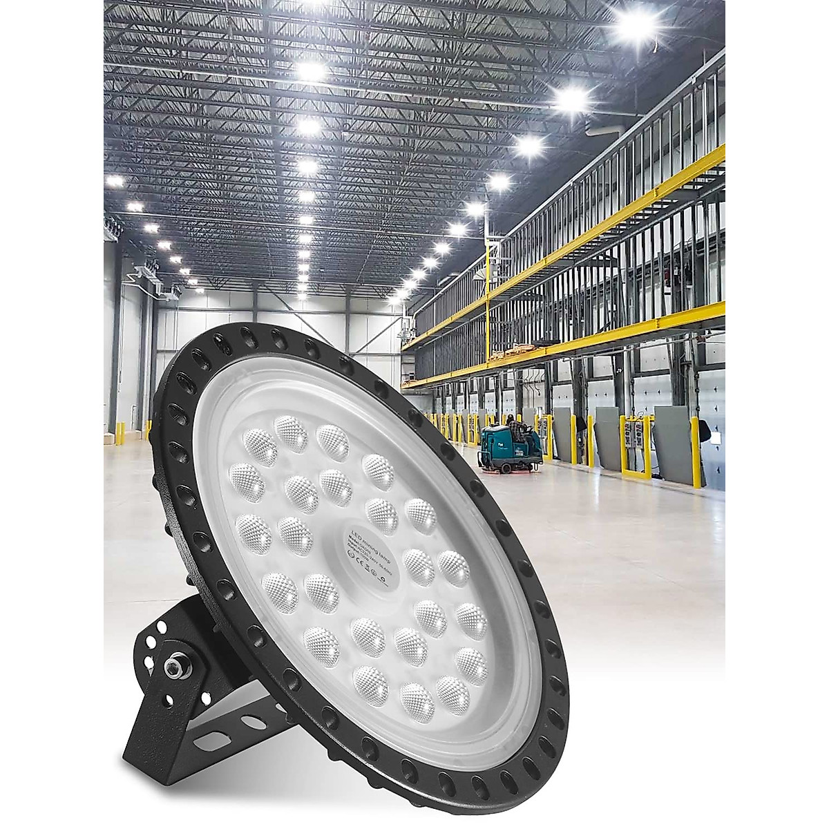 4 Pack LED High Bay Light|100W 10000LM UFO LED High Bay Light|6500K Daylight LED Shop Light|IP65 Waterproof LED Commercial Warehouse Area Light|LED Garage Light for Garage Gym Factory Warehouse