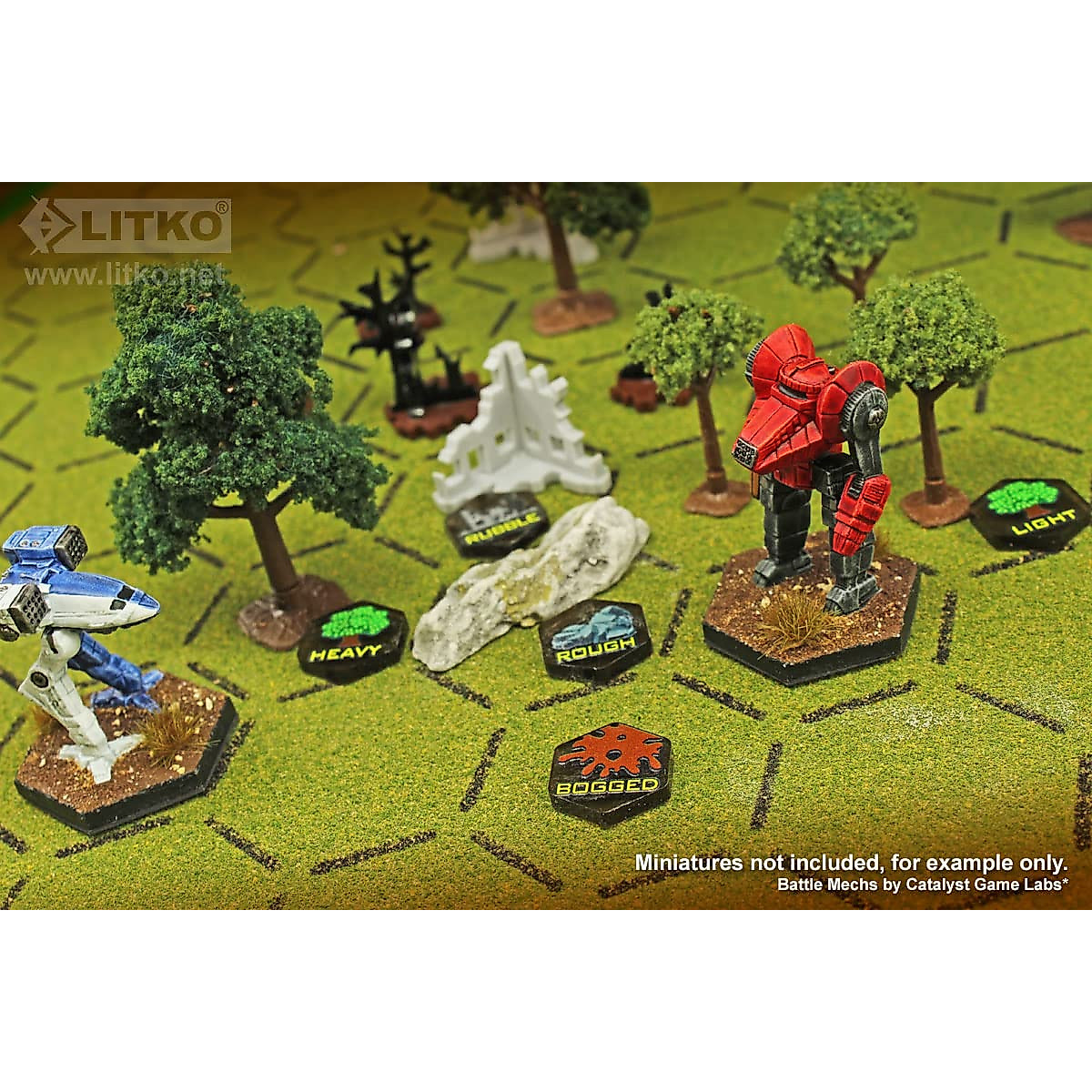 LITKO Premium Printed Mecha Battlefield Terrain Tokens | Compatible with BattleTech | Set of 10 (Variety Pack)