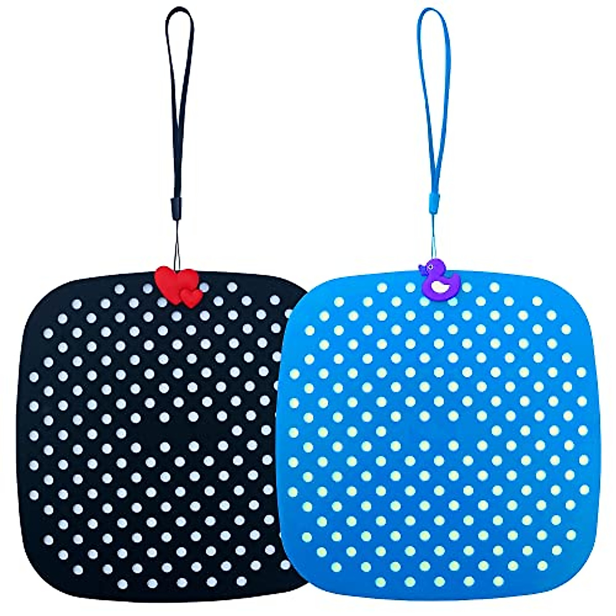 Shoe Charms Organizer_Shoes Hanging Jewelry Holder for Croc Charms ,Portable Roll Storage Bag Wall Mounted Hanging Display Stand (black&blue) (S AND R)