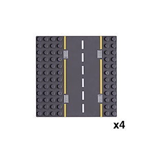 Apostrophe Games Large Building Blocks Road Base Plates Compatible with Large Building Blocks – 8Pcs Straight and Curved Road Construction Blocks – 7.5 x 7.5 Inch Street Baseplates, STEM Learning