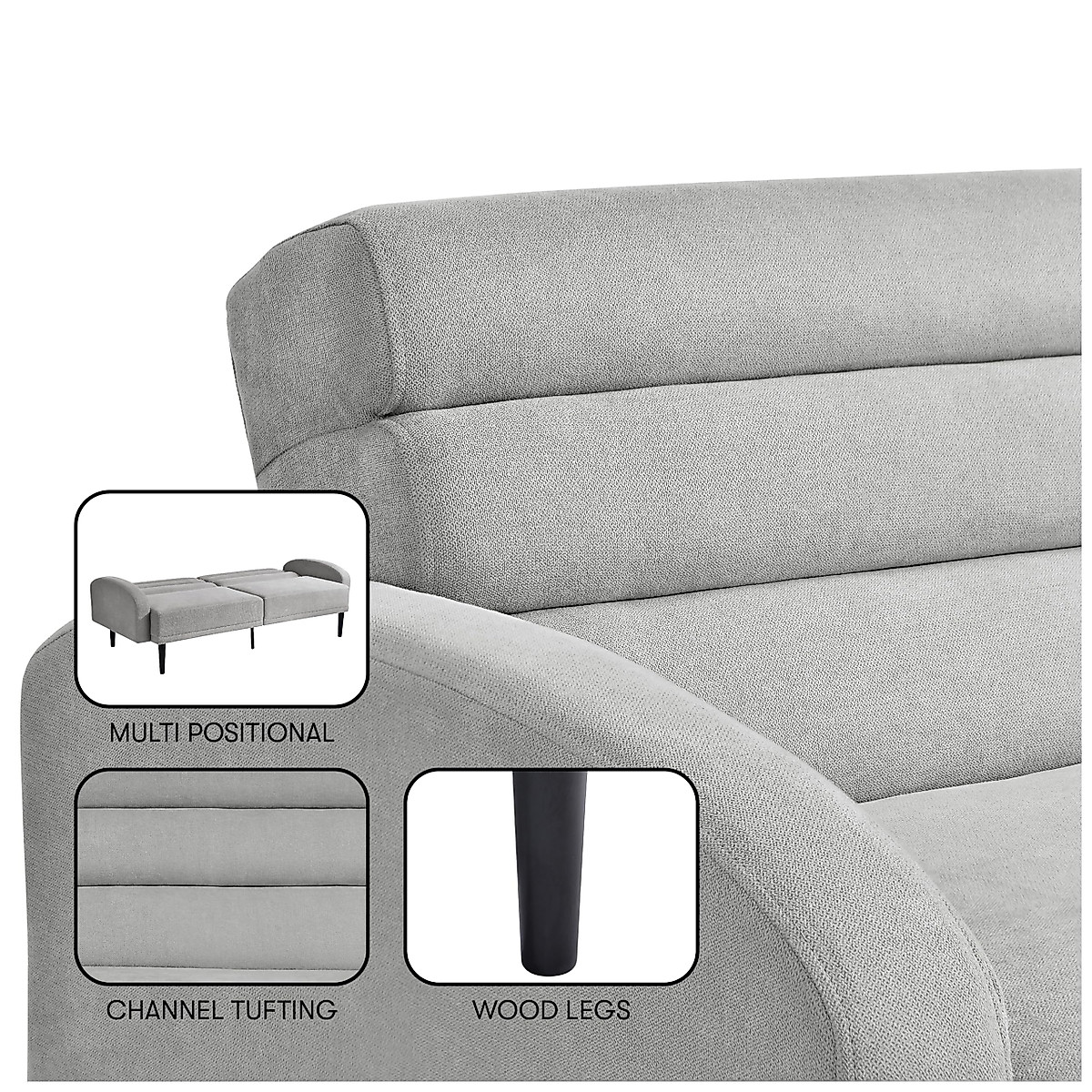 Serta Roswell Convertible Sofa Light Gray