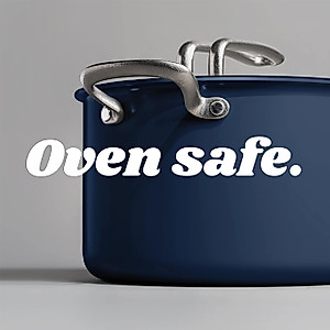 Nontoxic, nonstick BPA-free Risa kitchen stock pot with lid and pot holders for gas, electric, & induction stove by Eva Longoria - Deep Blue