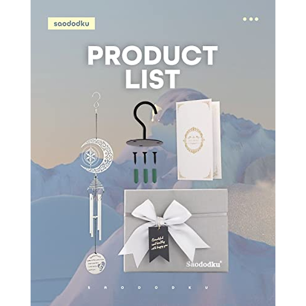 Saododku Wind Chimes for Outside as Gifts, 20 Inch Memorial Wind Chimes with Unique Star Moon Design, Sympathy Wind Chimes Outdoor Clearance as Gratitude/Appreciation/Thank You Gifts