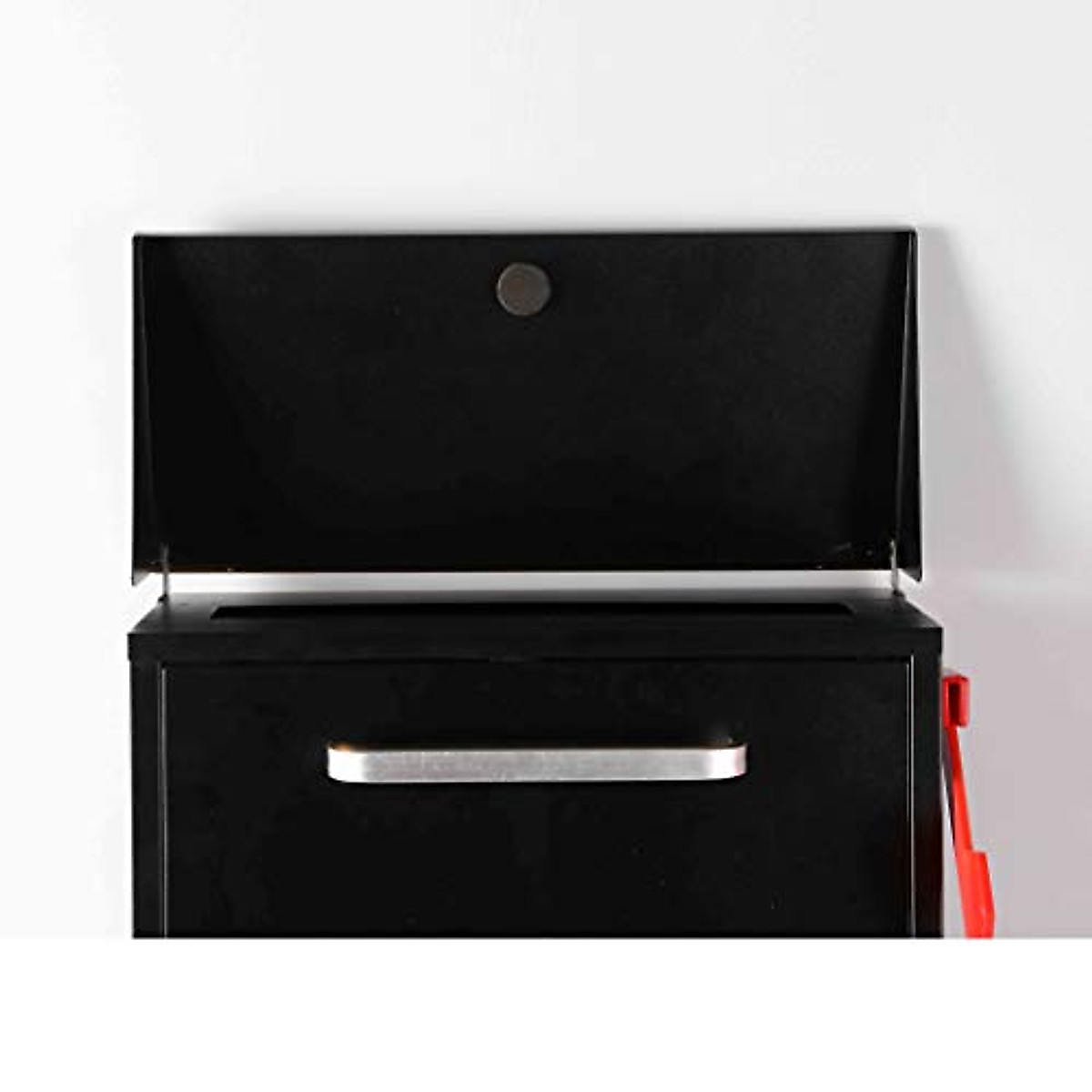 Black Wall Mount Mailbox - Large Capacity Security Wall Mailbox - Waterproof Iron Vertical Drop Mail Box Outdoor