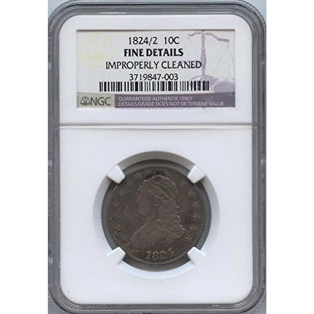 1824 P /2 Bust Silver Quarter Fine Detials NGC #3719847-003