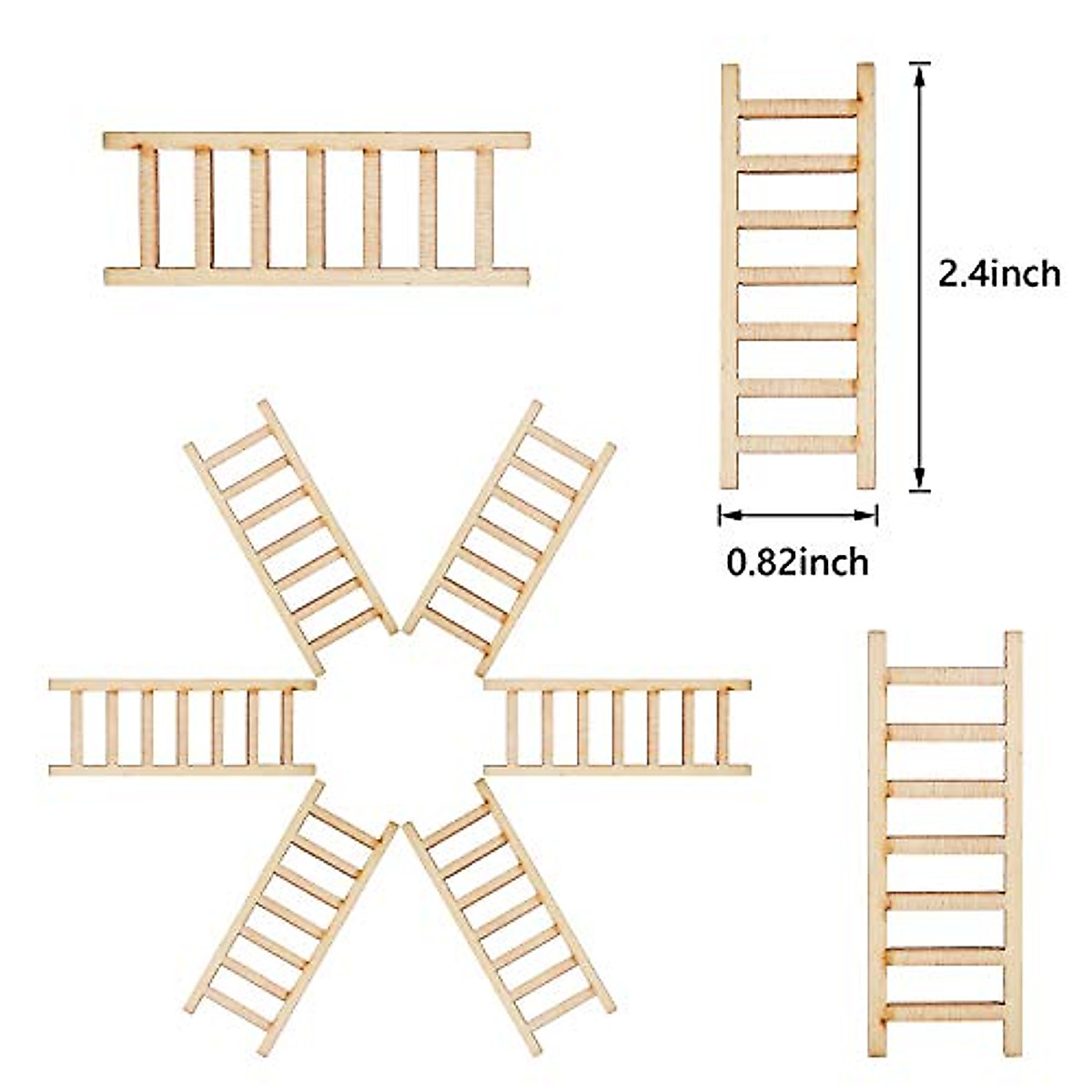 Skylety 20 Pcs Mini Wooden Step Ladder Fairy Garden Ladder Furniture Miniature Ladder Dollhouse Ornament DIY Craft Accessory for Landscape Decor
