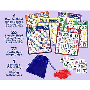 Party Hearty Alphabet and Number, ABC and 123 Bingo Board Game for Kindergarten and Preschool Kids Learn to Read Fun 2 Versions for Ages 4 and Up (Animal Edition)
