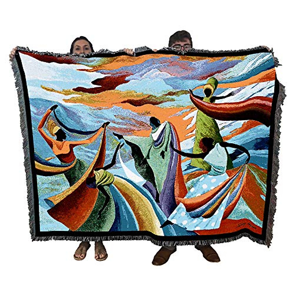 Pure Country Weavers Skydancer Blanket - African Cultural Gift Tapestry Throw Woven from Cotton - Made in The USA (72x54)